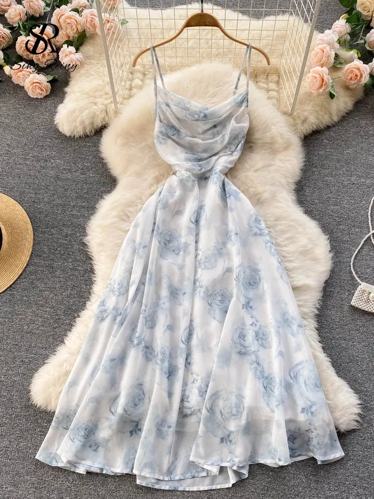 Floral Spaghetti Strap Sundress: Ruched, Sexy Backless Boho Beach Dress ...