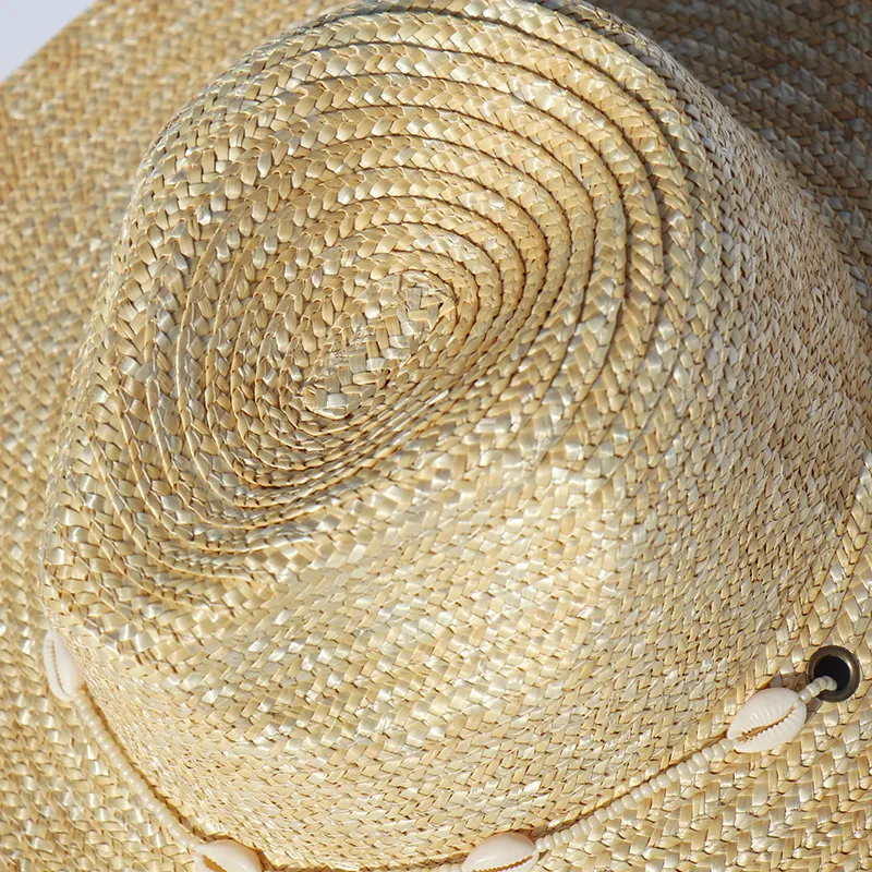 Seashell Beaded Straw Fedora - Women's Fashion Beach Sun Hat with Chain ...