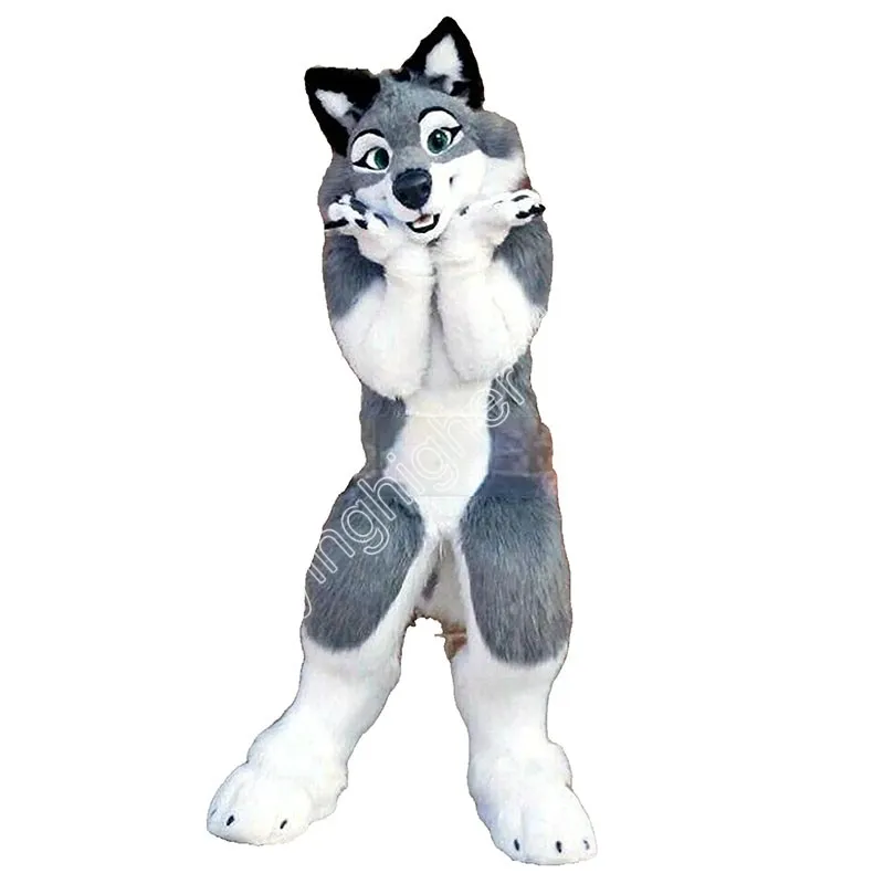 Adult Mascot Costume: Grey Wolf Fox Fursuit Cartoon Animal Theme ...