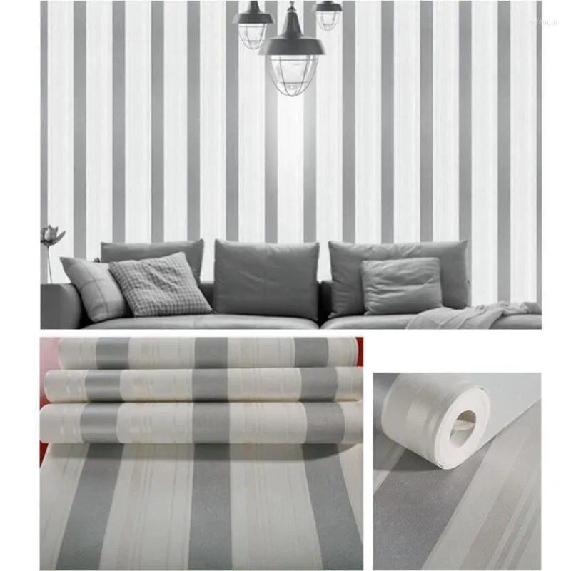 Blue And Gray Striped Walls