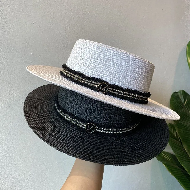 Vintage British Black And White Flat Top Hat With M... From ...