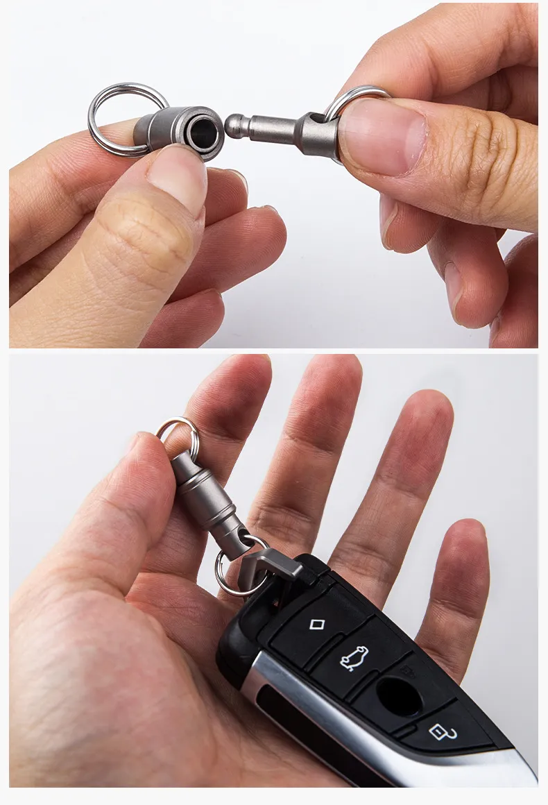 Super Light TC4 Titanium Alloy Keychain - Premium Quick Release Key Ring for Men, Detachable Car ...