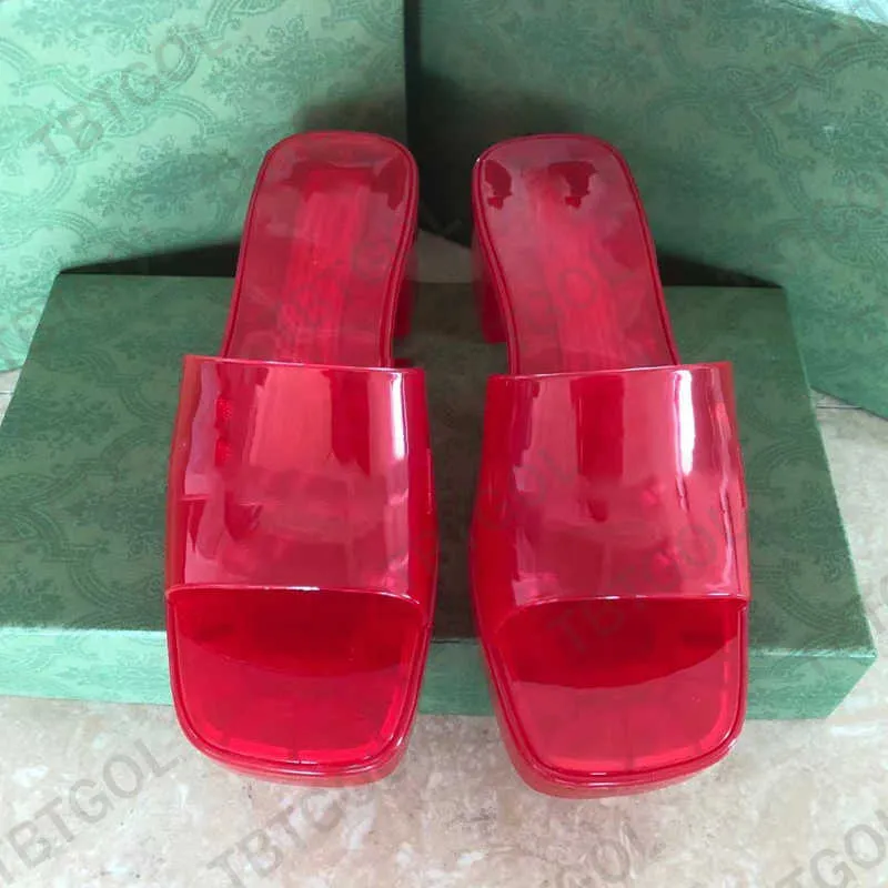 Embossed Platform Jelly Sandals For Women Fashionable Rubber Slides ...