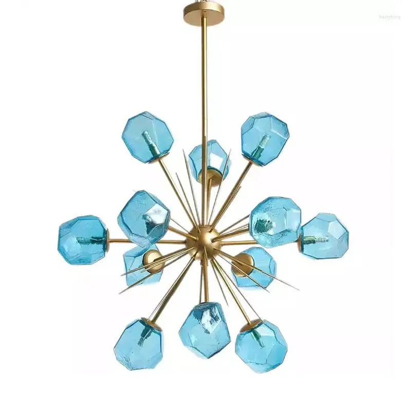 Modern Chandeliers for Dining Room - Sky Blue LED Hanging Light ...