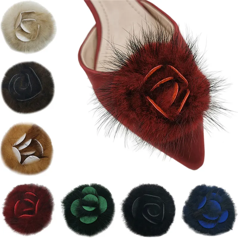 Fluffy Pom Shoe Clips - Detachable Rose Flower Shoe Decoration for ...