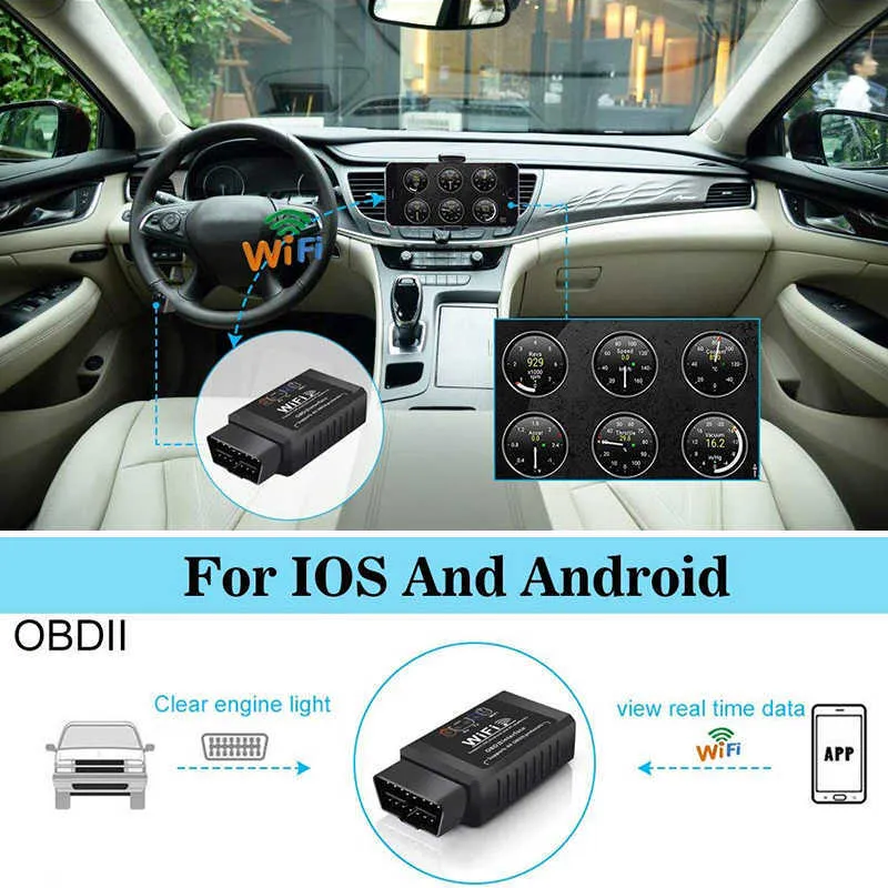1*V1.5 WiFi OBDII ELM327 OBD2 Auto Scanner For IPhone Android PC ...