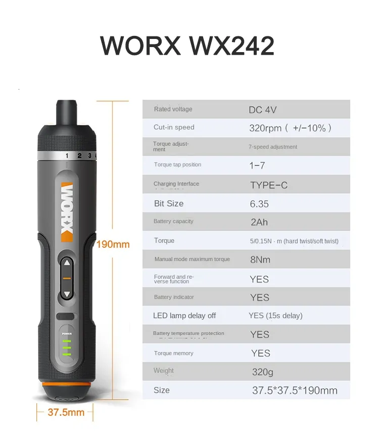 Mi Precision Screwdriver Kit Youpin Worx 4V Electrical Screwdriver Set WX242 Smart Cordless ...