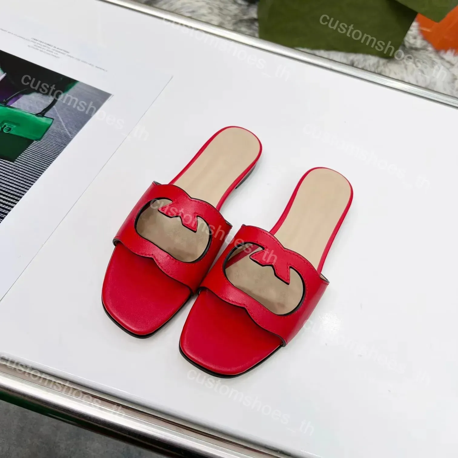 Designer Suede Cut Out Slides With Hollowed Mid Ladies Low Heel Shoes ...