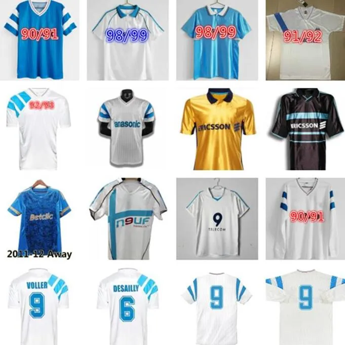₩19,578에서 Marseilles Ribery Ravanelli Nasri Retro 축구 유니폼 1990 1991 1992 ...