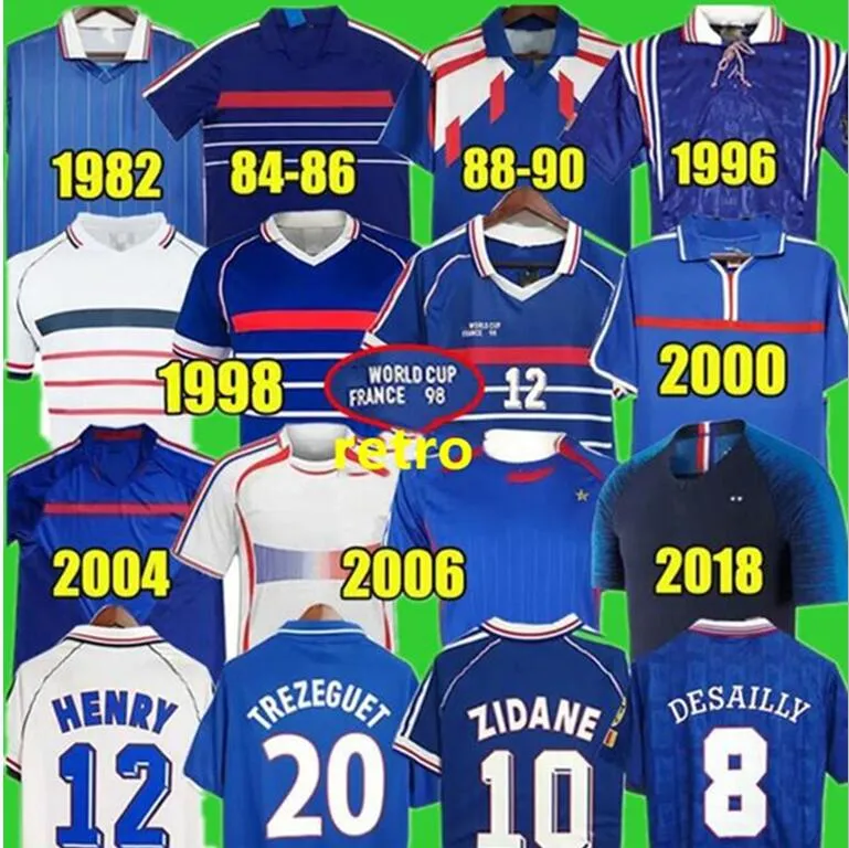 French Retro Soccer Jersey 1984 86 88 96 98 02 1996 1998 2000 2002 2006 ...