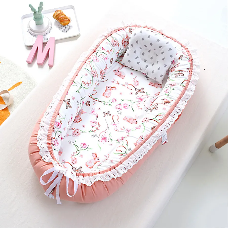 Portable Travel Cot with Bassinet - Folding Infant Cradle, Baby Nest ...
