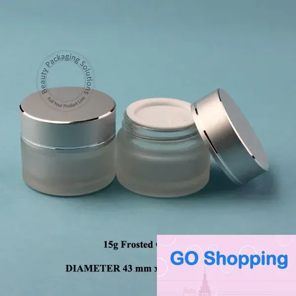 Wholesale Frosted Glass Cream Jar Cosmetic Small Refillable Bottle 15ml ...