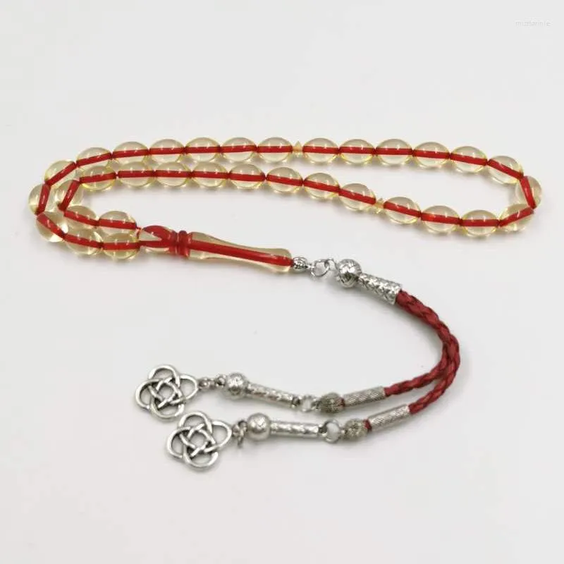 Red Rosary Bracelet With Transparent Resin Tasbih And 33 Prayer Tibetan ...