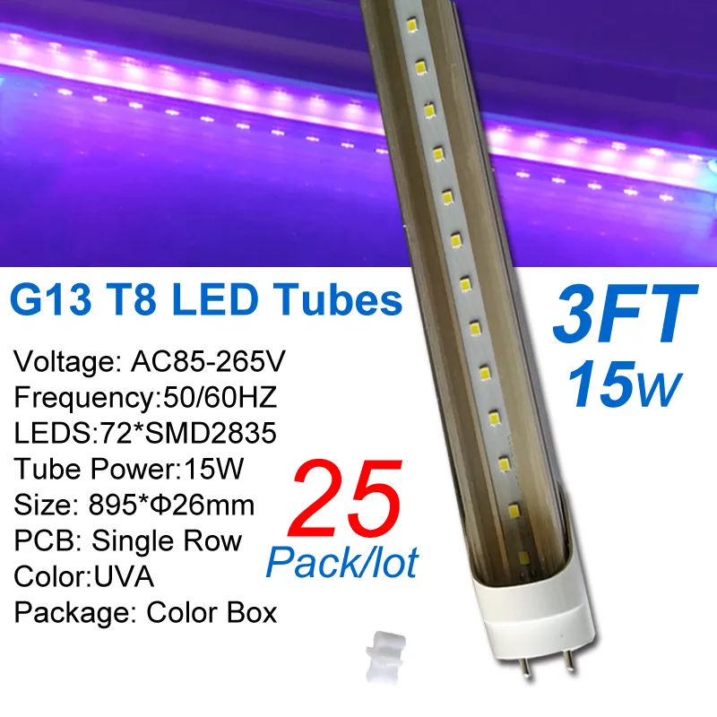 G13 Bi Pin T8 LED Black Light Tube UV 390NM To 405NM For Body Paint ...