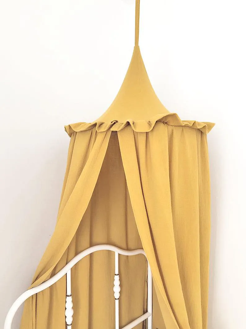 Premium Nursery Canopy with Frills - Cotton Muslin Bed Curtain, Kids ...