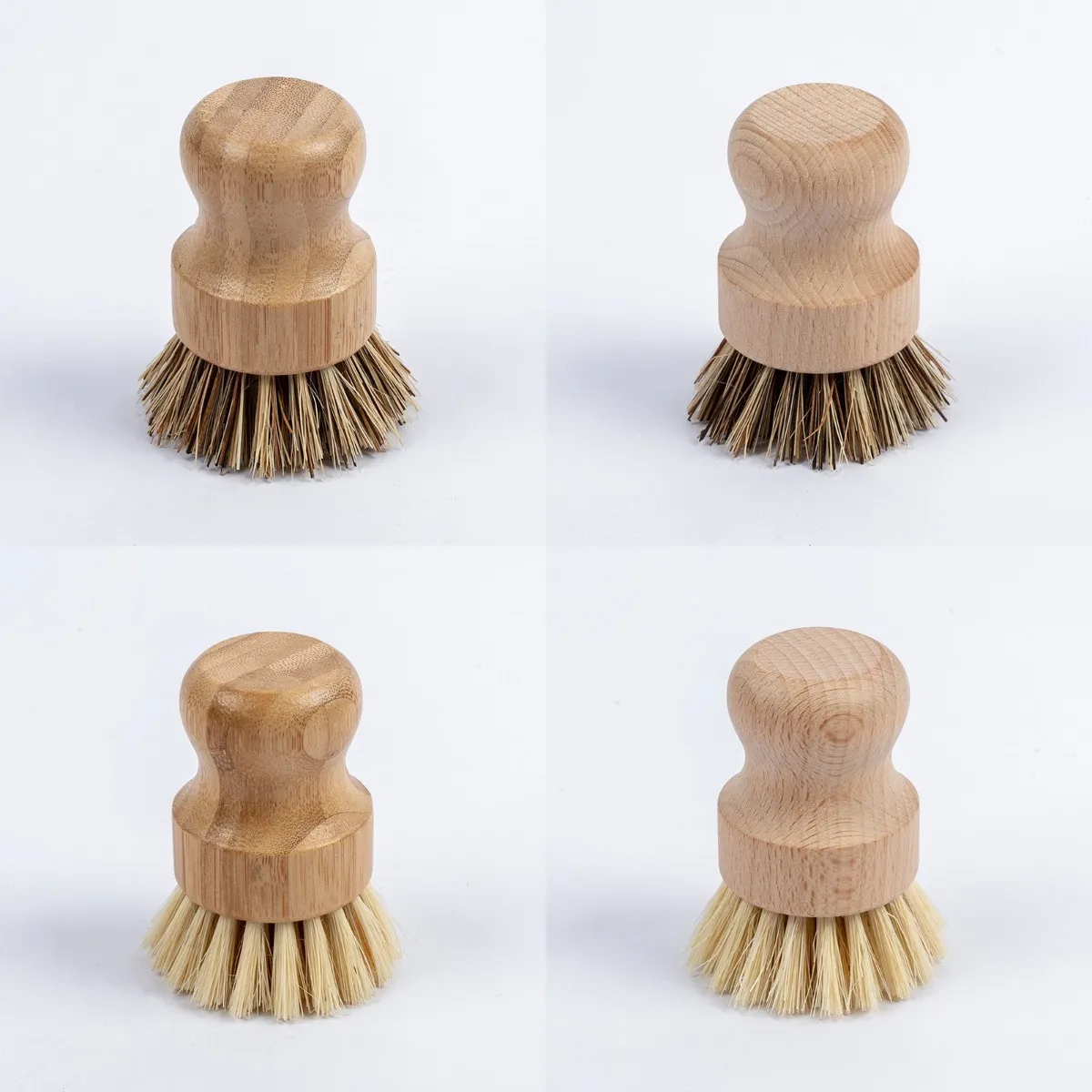 Natural Wooden Scrub Brushes - Mini Dish Brush with Handle for Pots ...