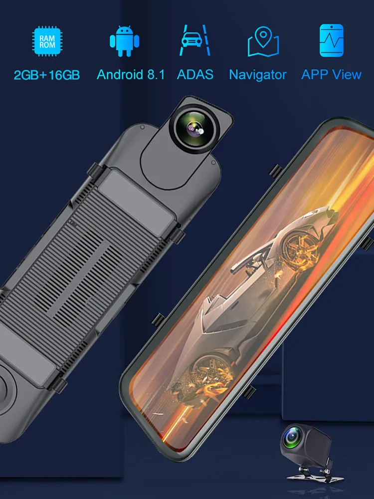 Car Dvr 10 Inch 4G ADAS Android Car Mirror DVR GPS Navigation FHD 1080P ...