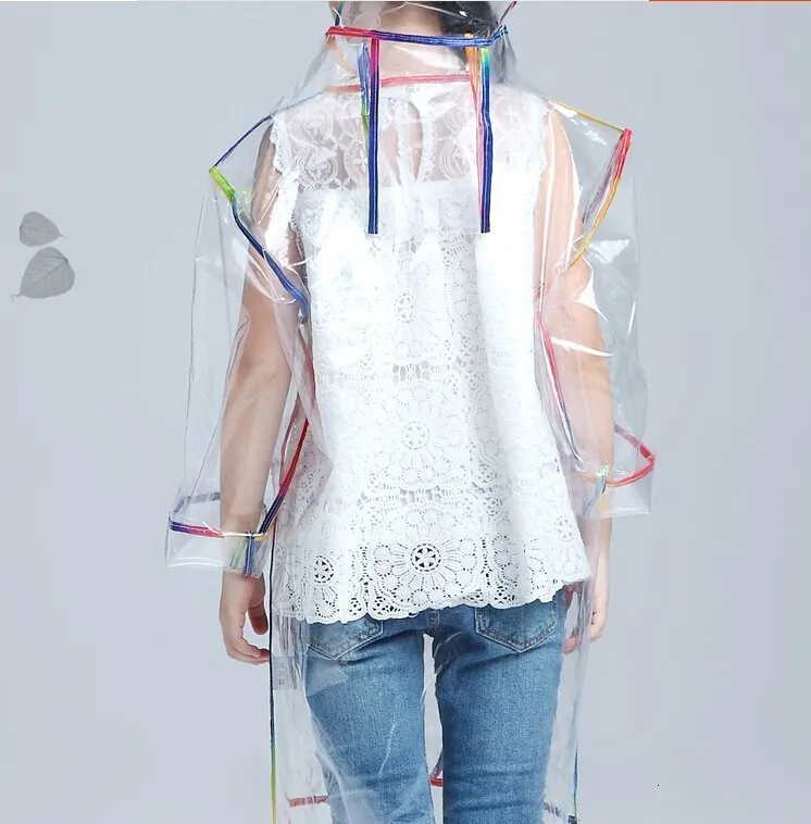 Rainbow Colorful Edge Kids Clear Raincoat Womens With... From Kong06 ...