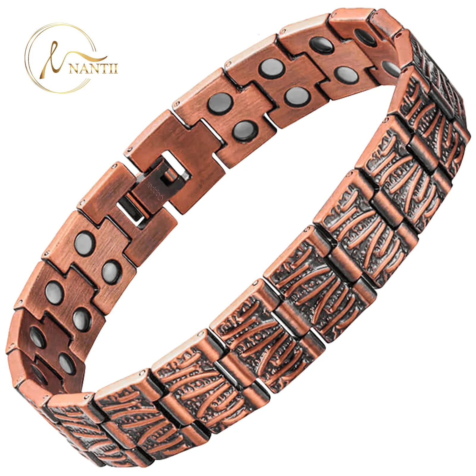 Vintage Double Row Pure Copper Pain Relief Arthritis Bracelet Mens For ...