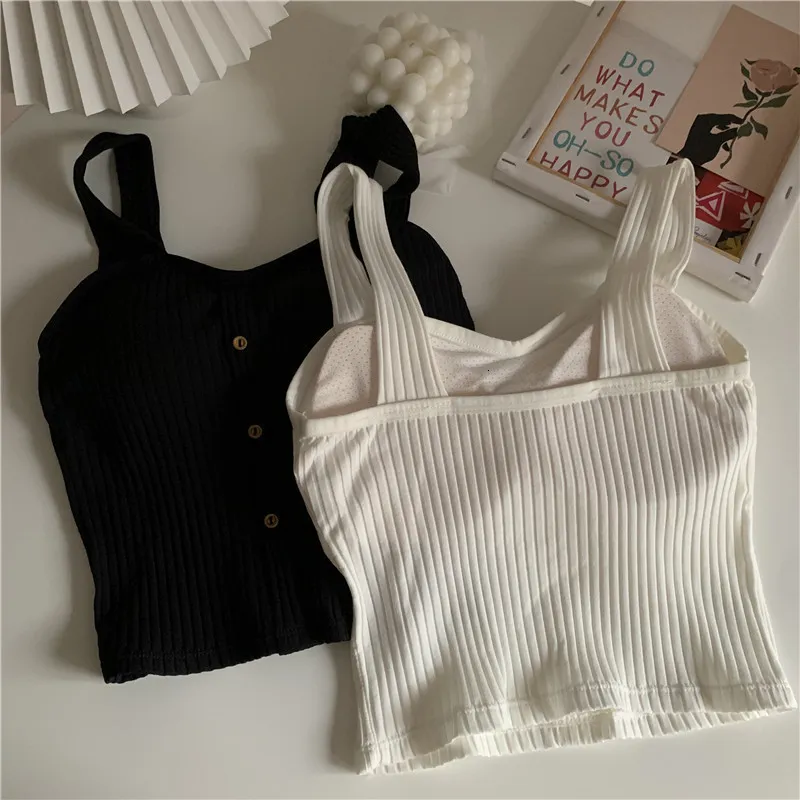 Women's Summer Elastic Tank Top Crop Sleeveless T-Shirt Spaghetti Vest ...