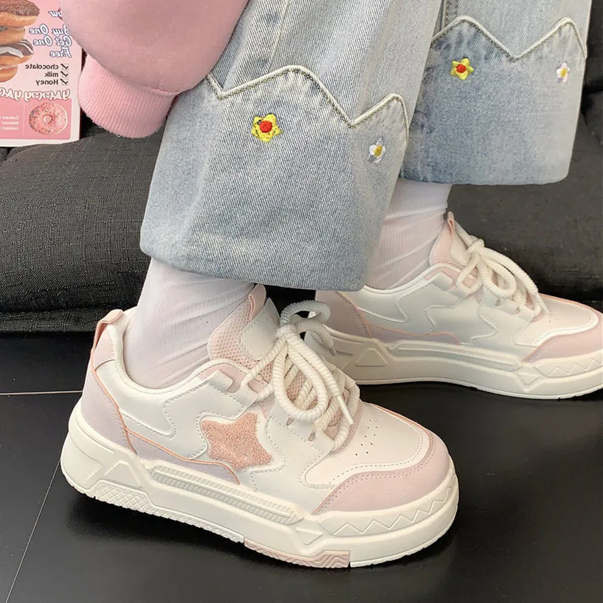 Wholesale Star Sneakers: Women's White Platform Shoes, Trendy Thick ...