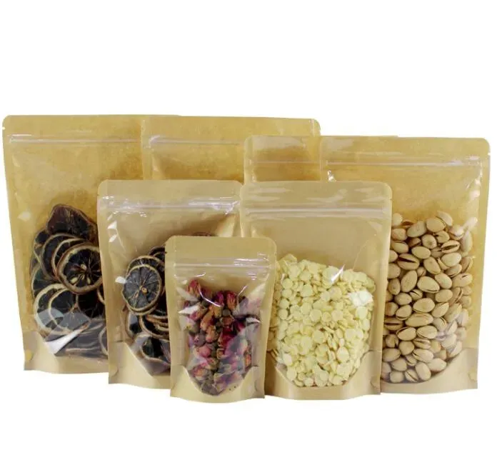 Reusable Kraft Paper Food Moisture Barrier travel bag with Front ...