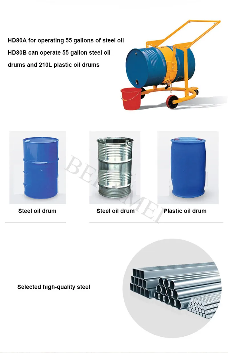 300KG Oil Drum Trolley Cart Manual Rotary Handcart For Oil Bucket ...