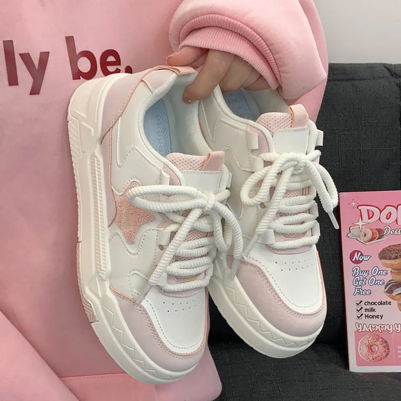 Wholesale Star Sneakers: Women's White Platform Shoes, Trendy Thick ...
