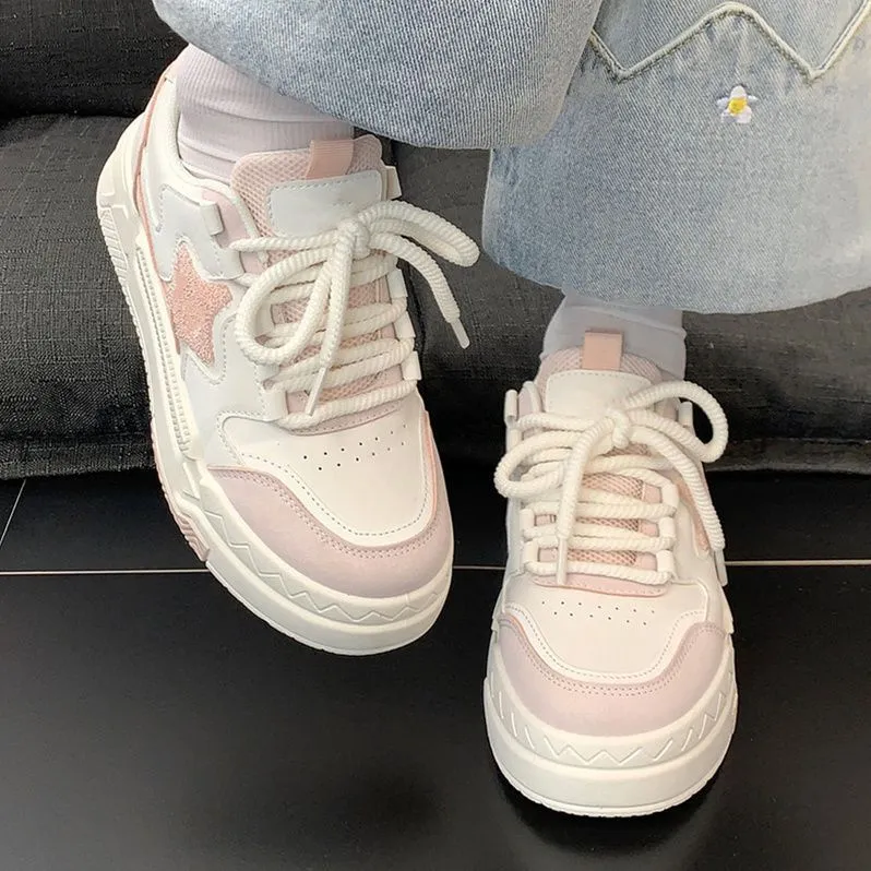 Wholesale Star Sneakers: Women's White Platform Shoes, Trendy Thick ...