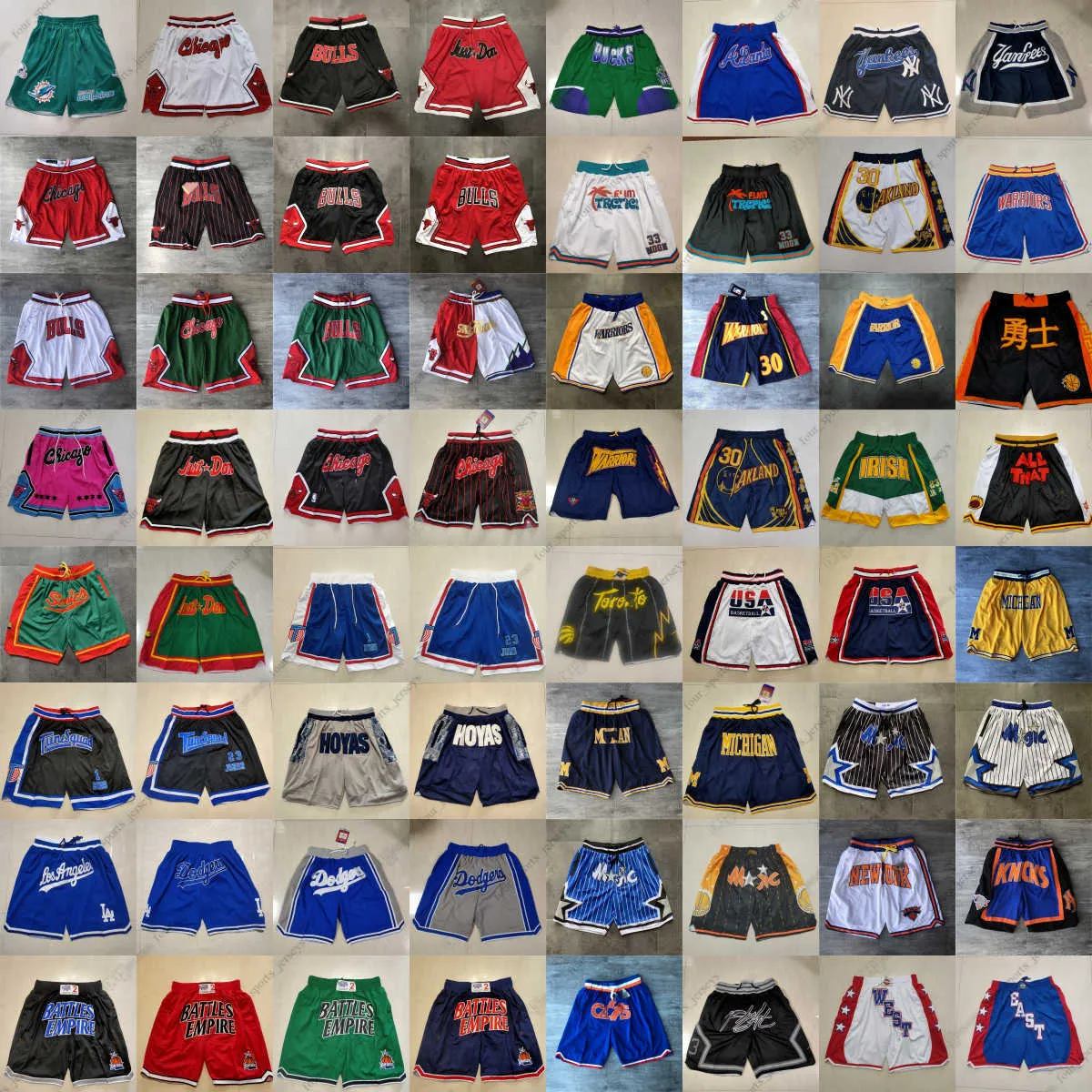 Retro Basketball Shorts: All Team Style, Embroidered Details, Zipper ...
