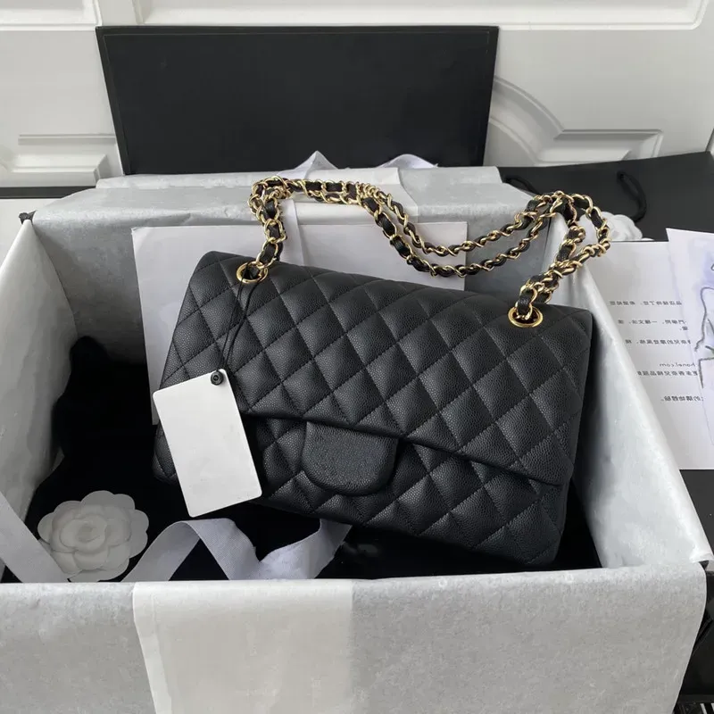Designer Shoulder Handbags Classic Flap Chain Bag: Luxury Caviar Grain ...