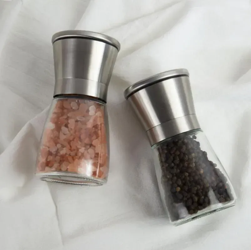 Mills Salt And Pepper Grinders One Handed Manual Stainless Steel Spice ...