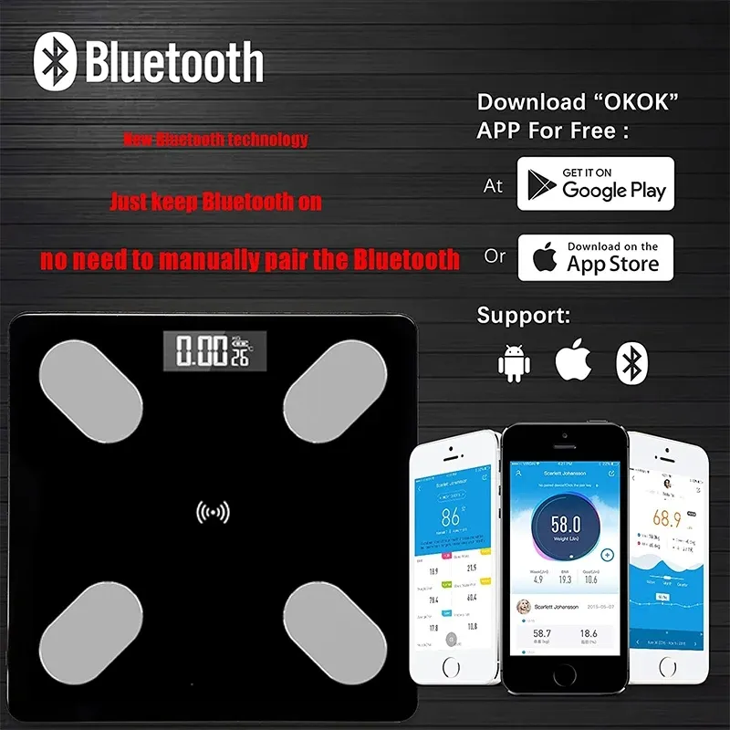 Smart Bluetooth Body Fat Scale - Digital Bathroom Weight Scale, BMI ...