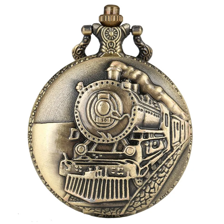 Steampunk Gold Train Pocket Watch Vintage Bronze Train Locomotive ...