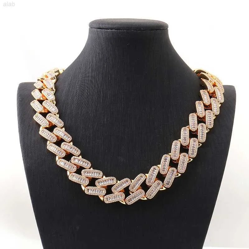 18k Gold Plated Moissanite Diamond Hip Hop Miami Cuban Chain Necklace ...
