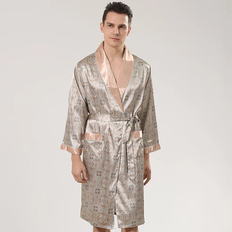 Men's Silk Robe: Premium Satin Sleepwear - Soft, Cozy Long Nightgown ...