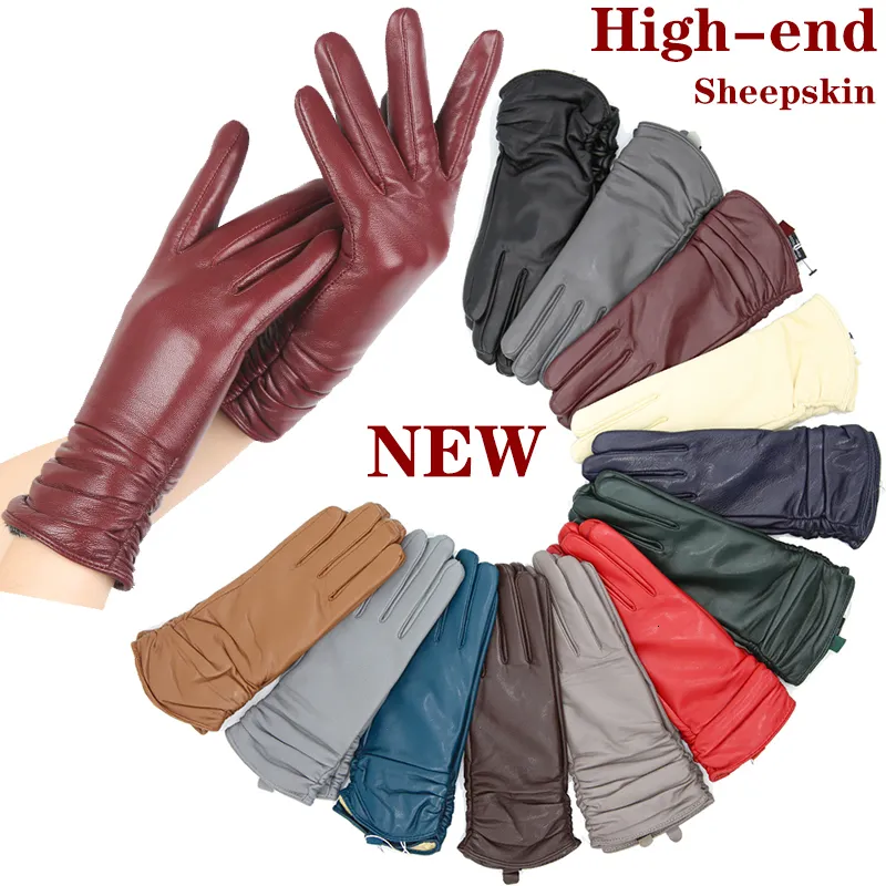 Five Fingers Gloves Classic Pleated Leather Gloves For Womens Colored Leather Gloves For Womens Winter Gloves 230512 From 23 79 DHgate