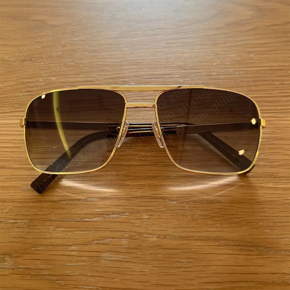 Mens Gold Sunglasses: Square Metal Gold Eyewear Frames With UV400 ...