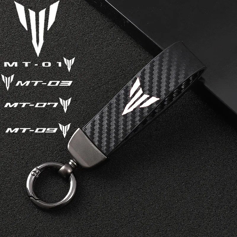 Yamaha Leather Horseshoe Buckle Carbon Fiber Keychain Jewelry For MT01 ...