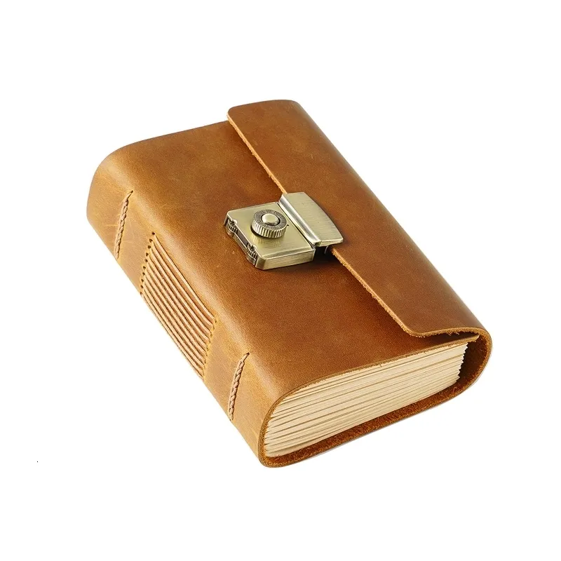Wholesale Retro Leather Journey Diary Old Notepad With Password Lock ...