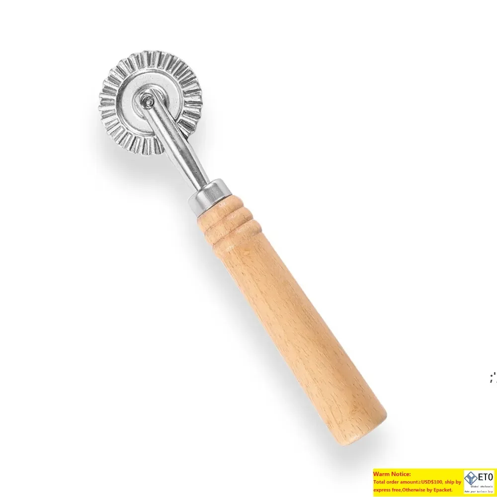 Pastry Tools Fluted Pastry Cutter Wheel Wooden Handle Ravioli Crimper ...