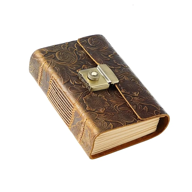 Wholesale Retro Leather Journey Diary Old Notepad With Password Lock ...