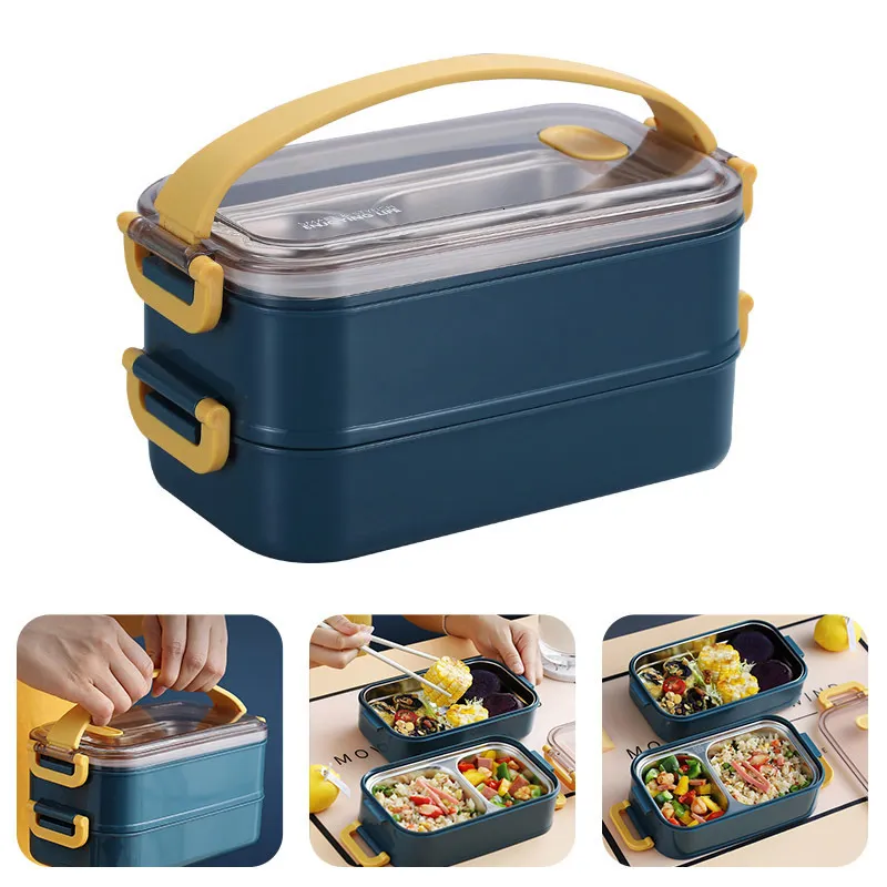 304 Stainless Steel Bento Box - Large Capacity, Double Layer Lunch ...