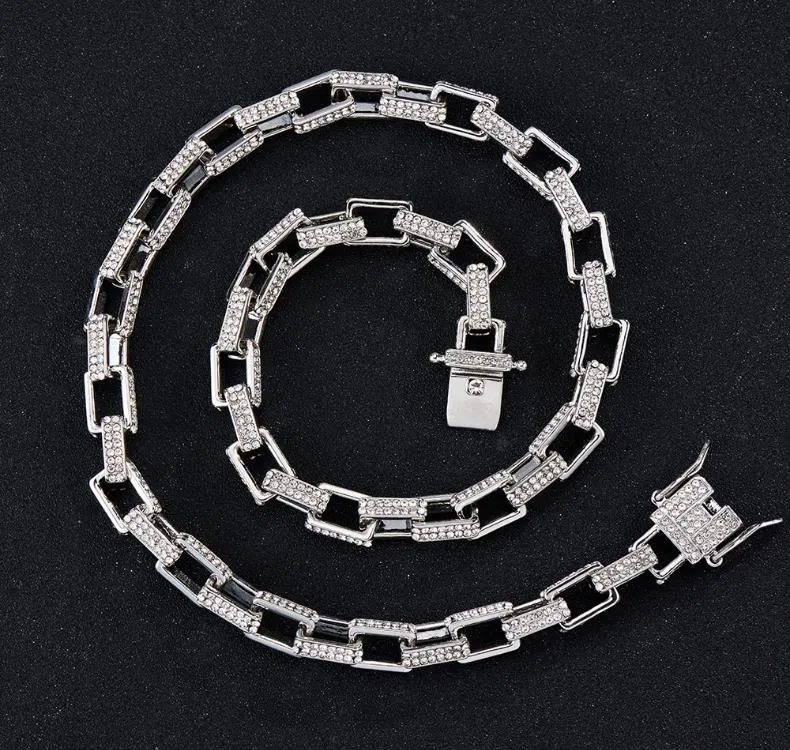 Men Box Buckle Miami Cuban Rock 18K Gold Plating Bling Crystal Diamond ...