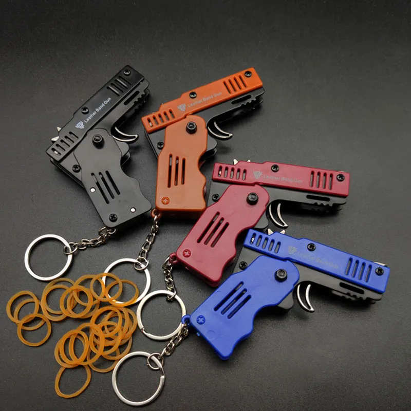 M1 Mini Pendant Folding Rubber Band Gun With Keychains Alloy Plastic ...