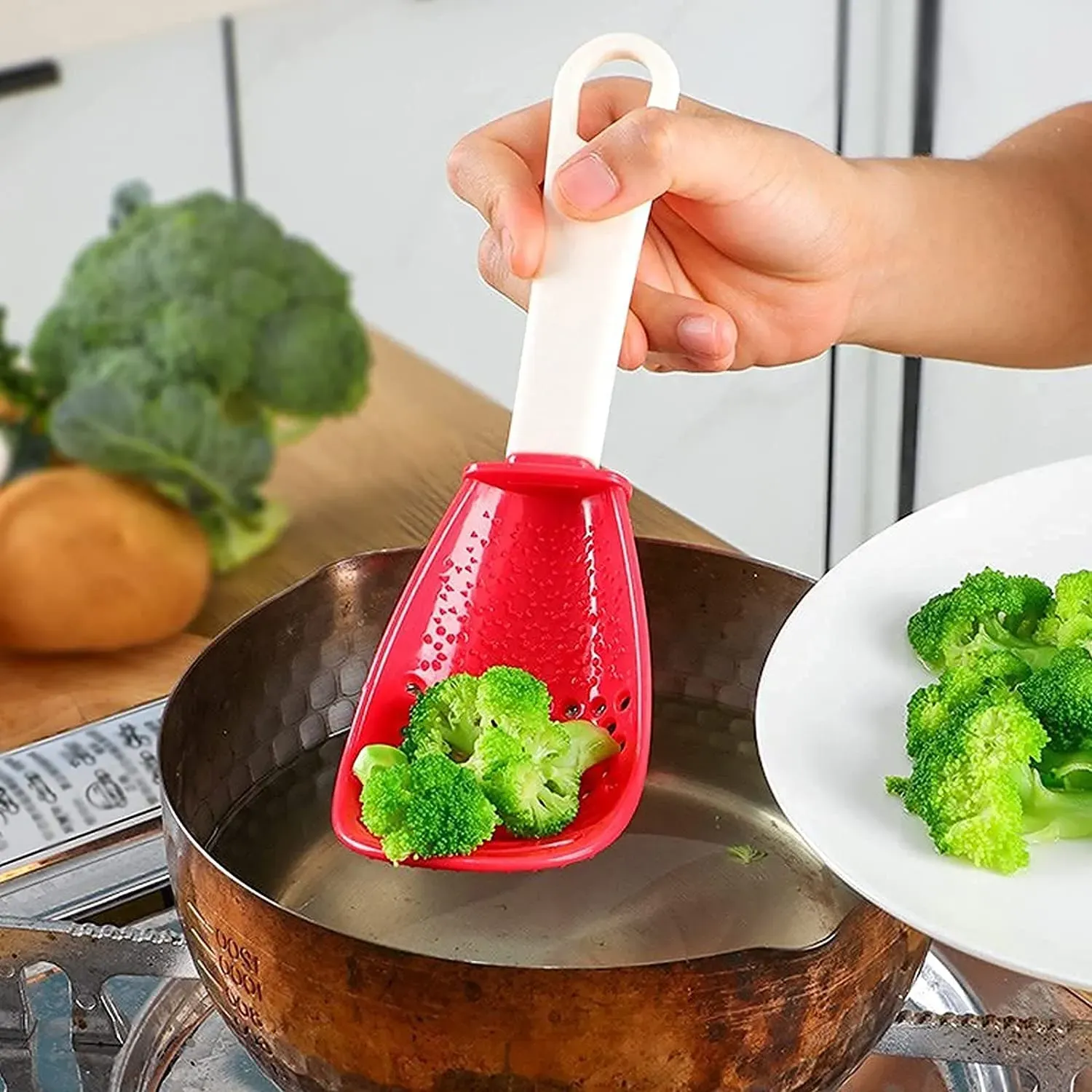 Stainless Steel Multifunctional Cooking Spoon: Strainer, Scoop, Press ...