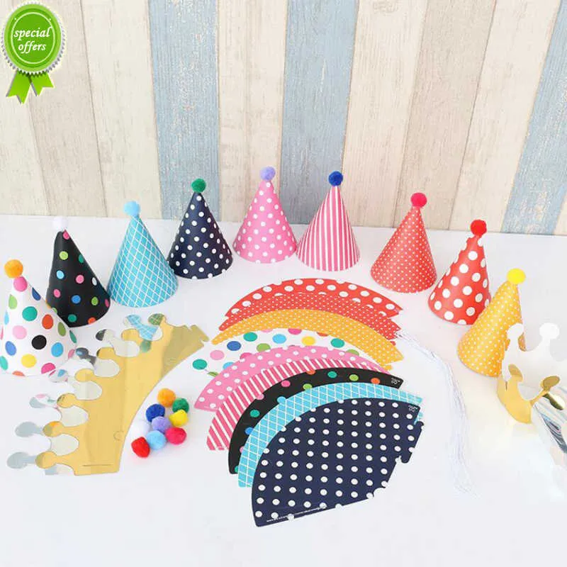 Childrens Party Hats Set Of 10 DIY Polka Dot Party Cones, Cute ...