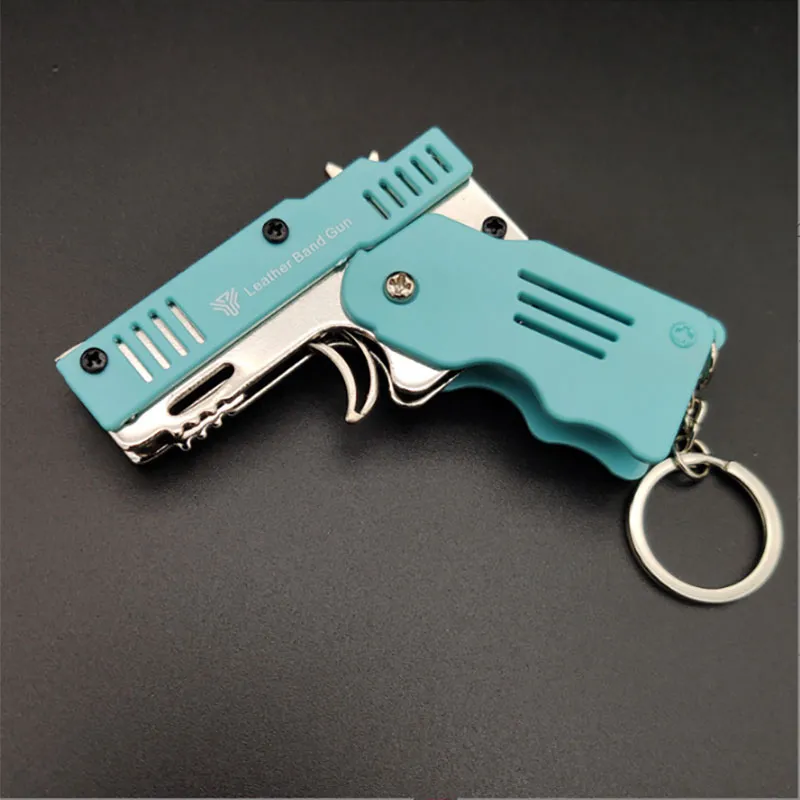 M1 Mini Pendant Folding Rubber Band Gun With Keychains Alloy Plastic ...