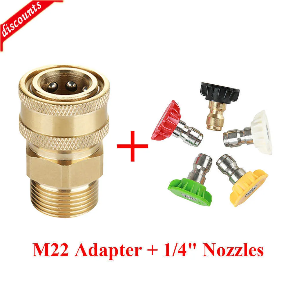 High Pressure Washer Copper Connector Adapter M22 Male 1/4 Female Quick ...