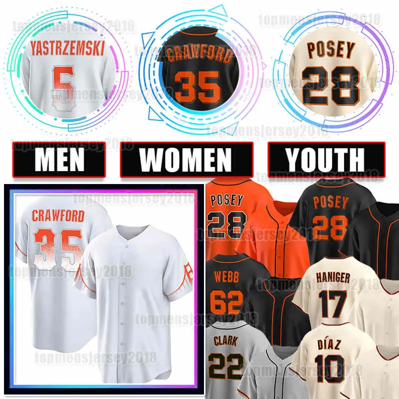 28 Buster Posey Brandon Crawford Jersey Baseball 5 Mike Yastrzemski ...